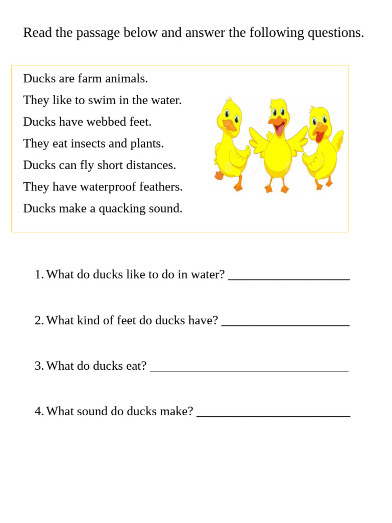 Reading Comprehension | PDF | Sheep | Horses