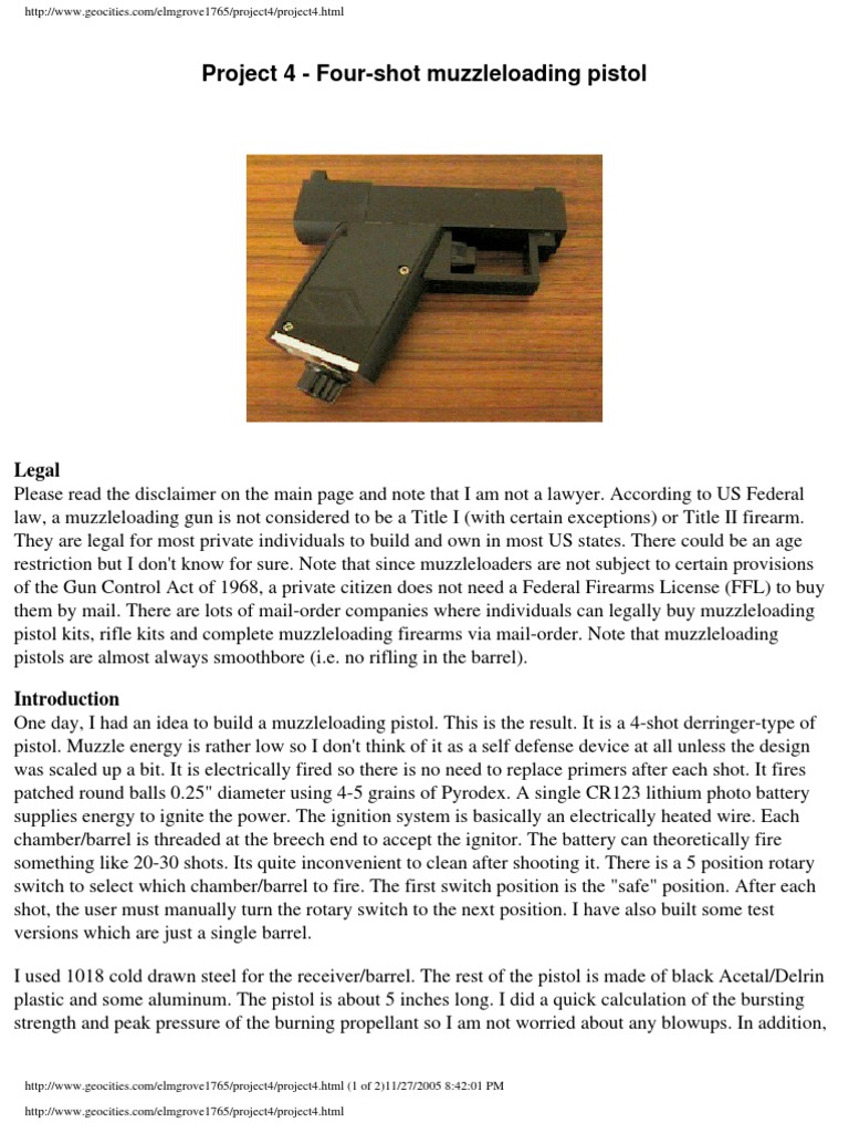 Four-Shot Muzzle Loading Pistol Instructions | PDF | Firearms | Handgun