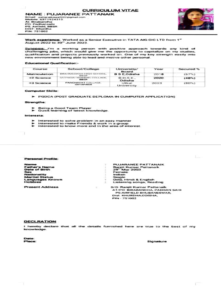 Puja Pattanaik - Resume | PDF