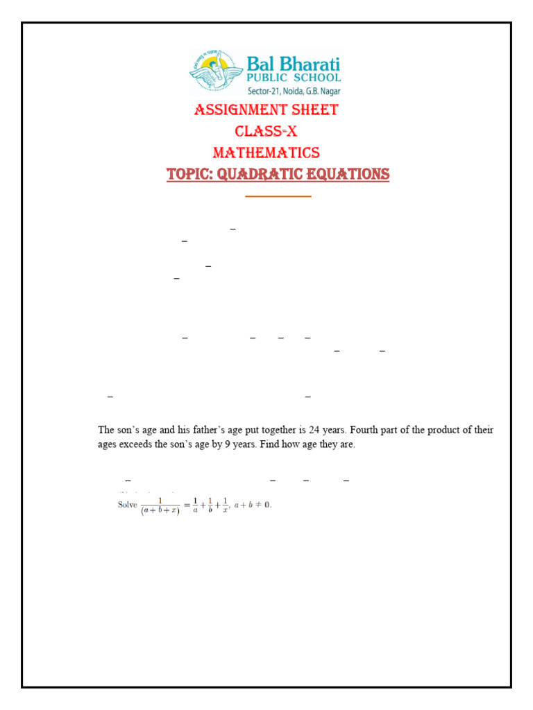 Assignment - Quadratic Equation | PDF | Pixel | Quadratic Equation