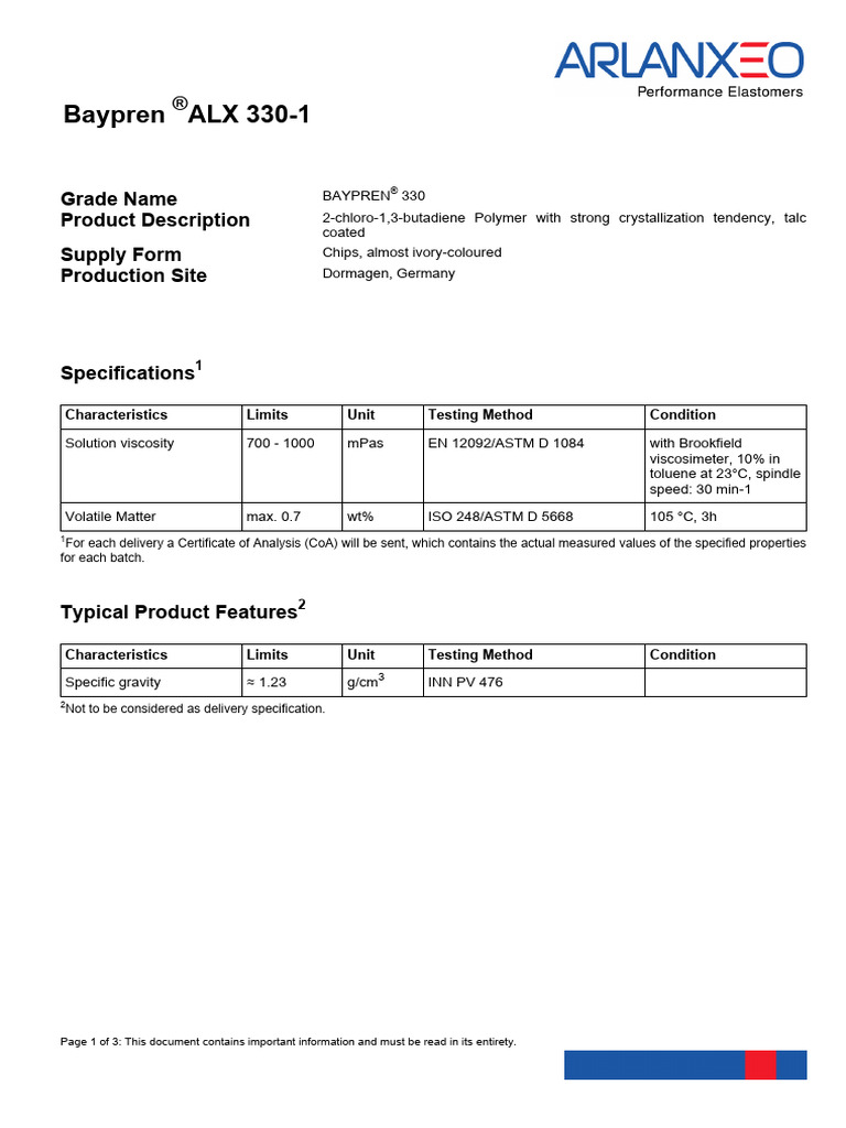 Baypren Alx 330-1 Arl 01 | PDF