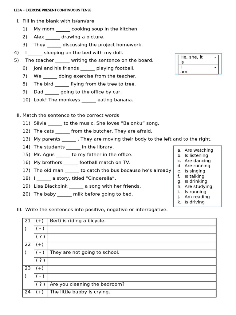 Present Continuous Tense | PDF | Syntax | Linguistic Morphology