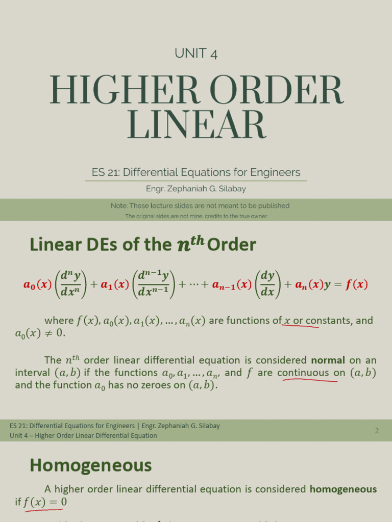 4 - Higher Order Linear | PDF | Functions And Mappings | Mathematical Analysis