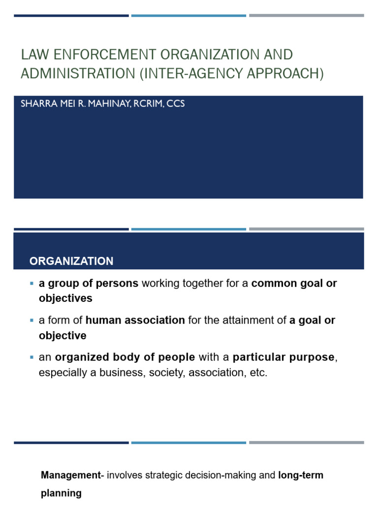 LEA 1 LAW ENFORCEMENT ORGANIZATION AND ADMINISTRATION BY PROF SHARRA ...