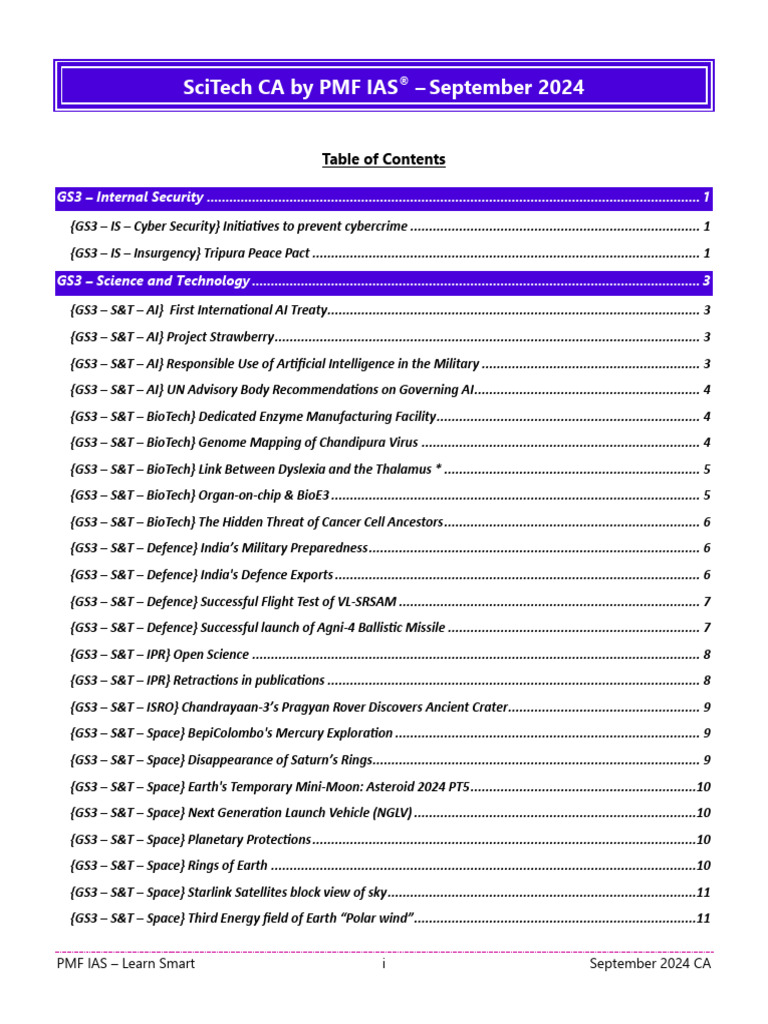 PMFIAS CA SciTech Monthly 2024 09 | PDF | Genome | Cybercrime