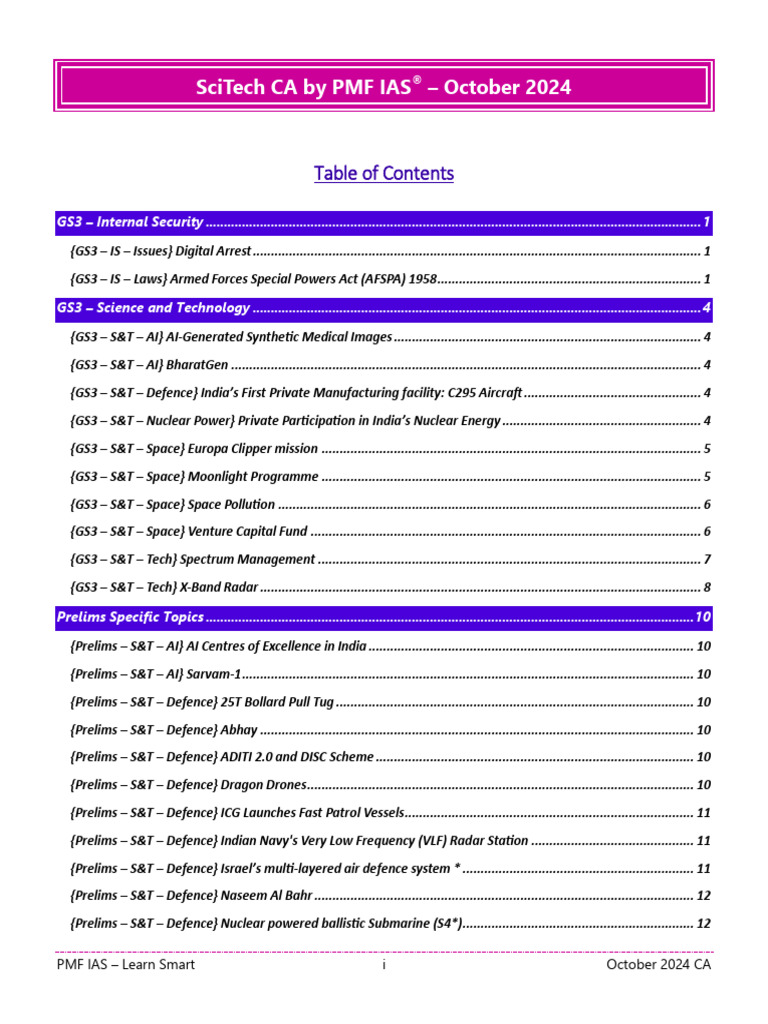 PMFIAS CA SciTech Monthly 2024 10 | PDF | Radio Spectrum | Radar
