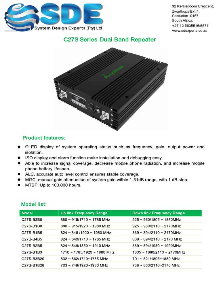 21a. C27S GD GW Dual Band Repeater | PDF