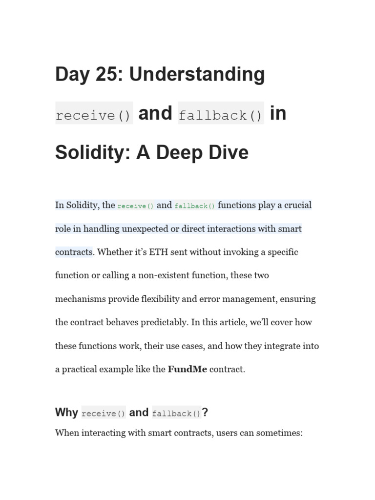 Understnading Receive and Fallback in Solidity | PDF | Computing