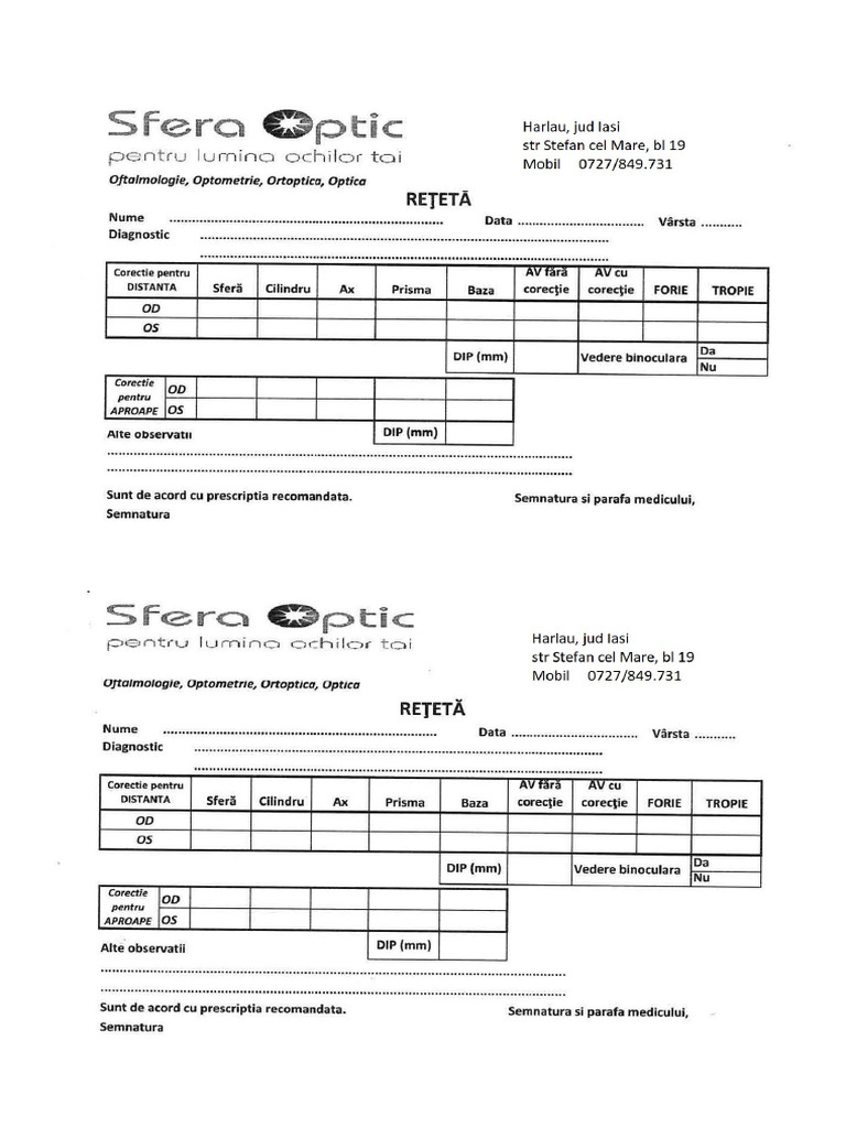 Retete Ochelari Harlau | PDF