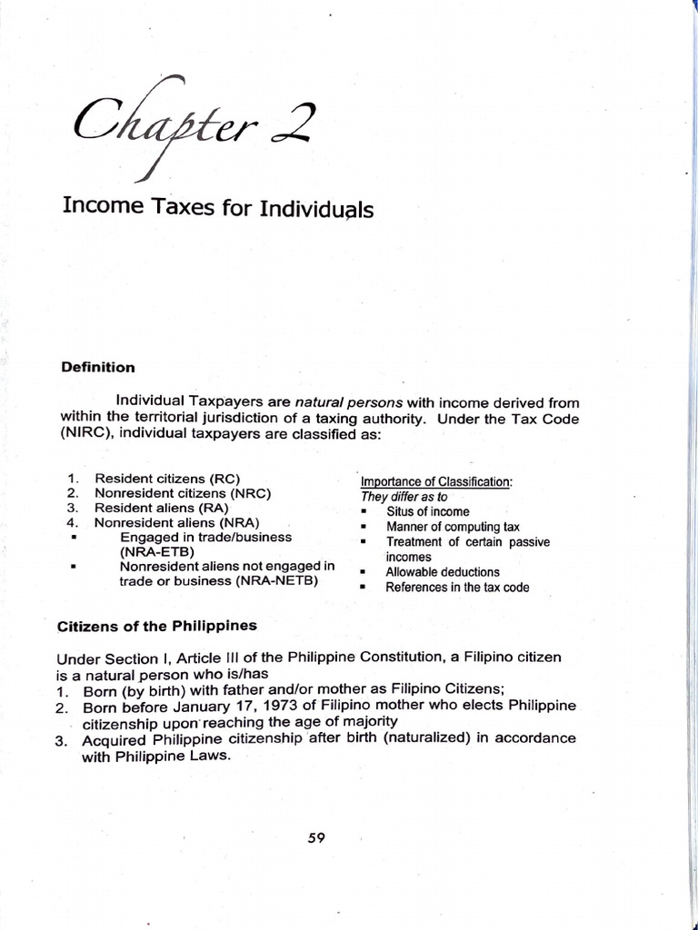 Philippine Income Tax Classification Guide | PDF | Taxes | Capital ...