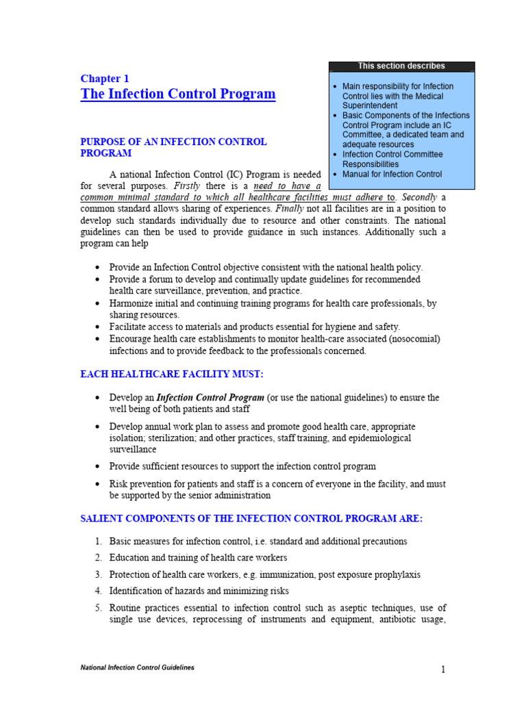 National Infection Control Program Guidelines | PDF | Sterilization ...
