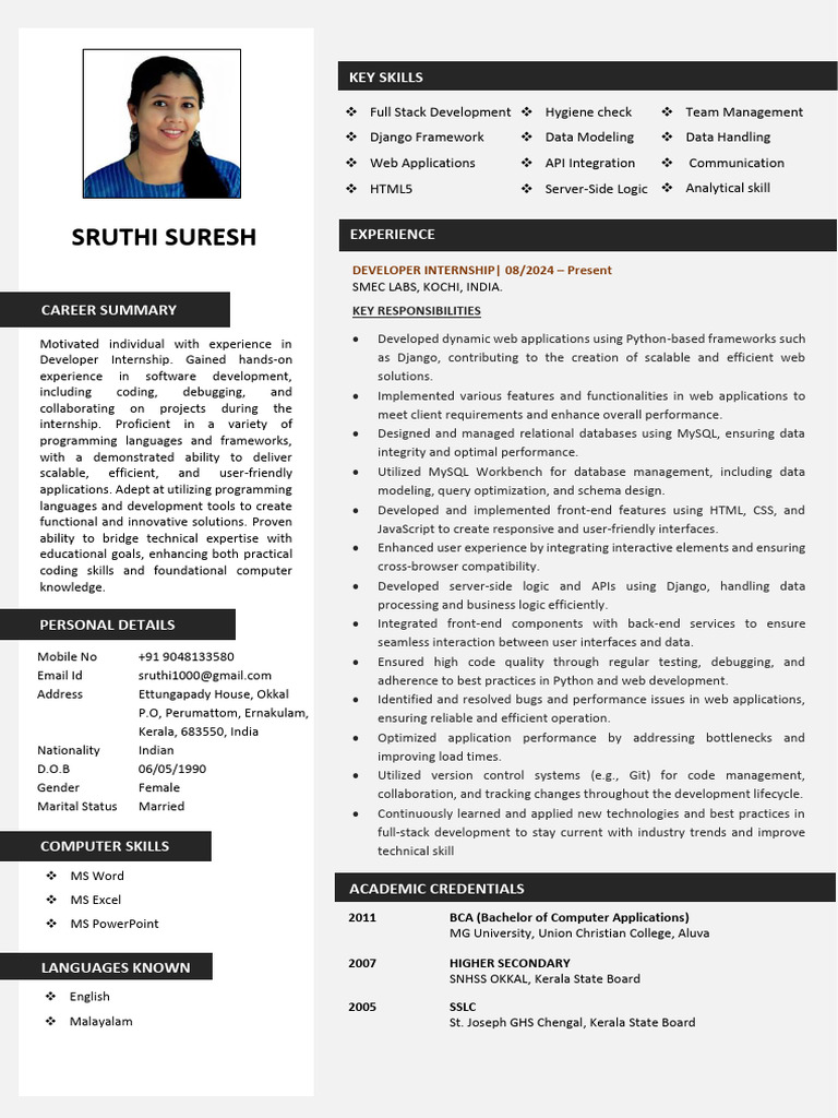 Sruthi Suresh | PDF | Computer Programming | Databases Sruthi Suresh | PDF | Computer Programming | Databases