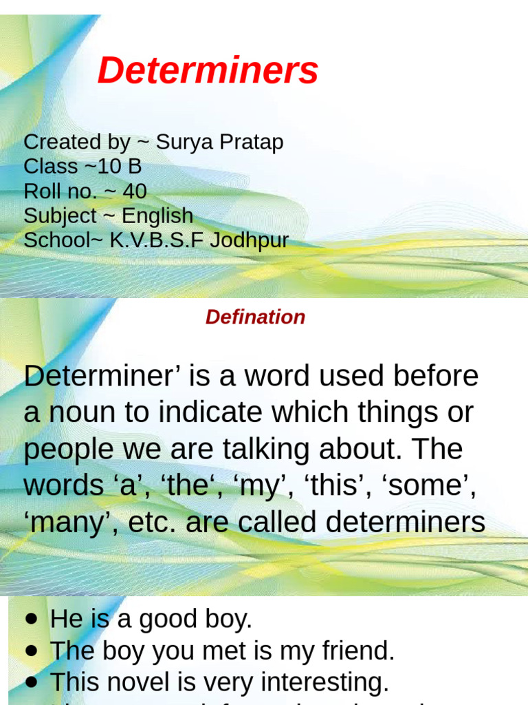 Surya Pratap PPT On Determiners | PDF | Noun | Linguistic Typology