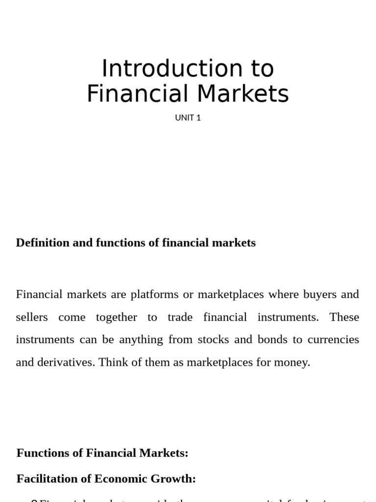 Introduction To Financial Markets Chapter 1 | PDF | Financial Markets ...