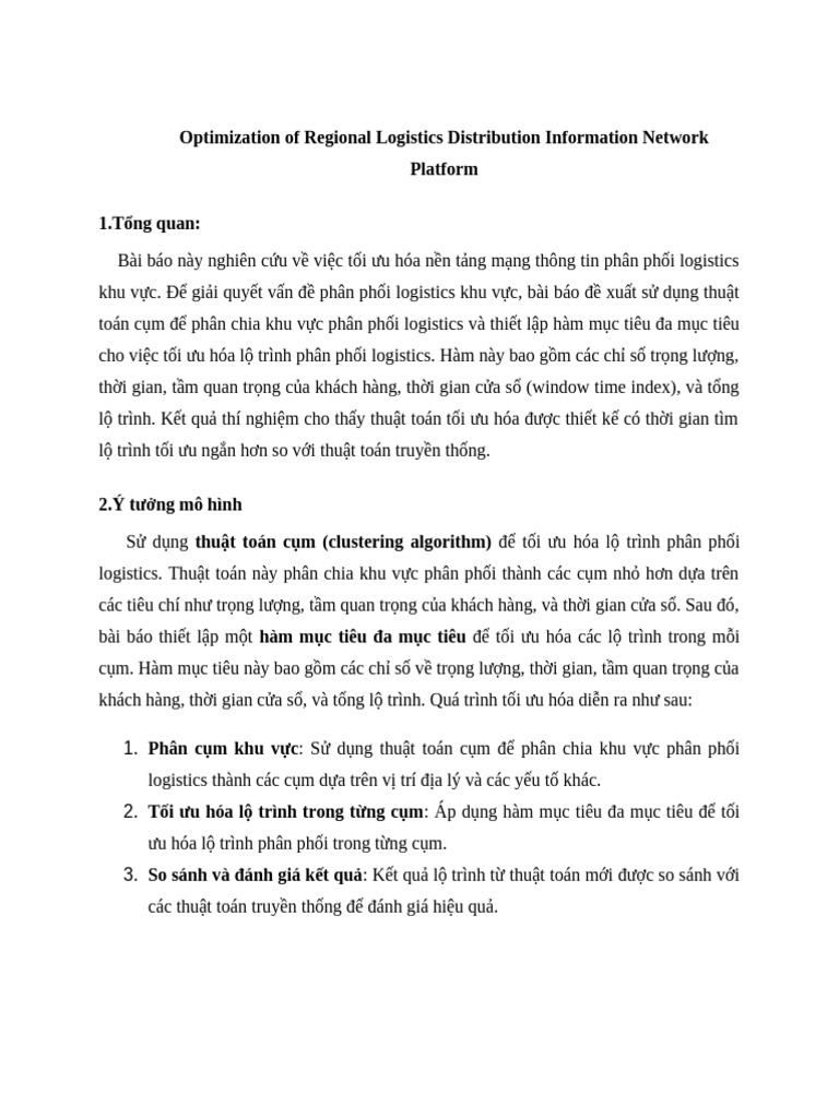 (Done) Optimization of Regional Logistics Distribution Information ...