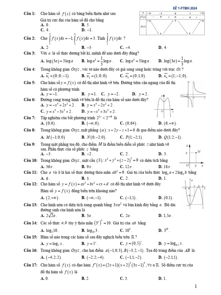 HDG ĐỀ 1 PTMH 2024 K12 1 | PDF