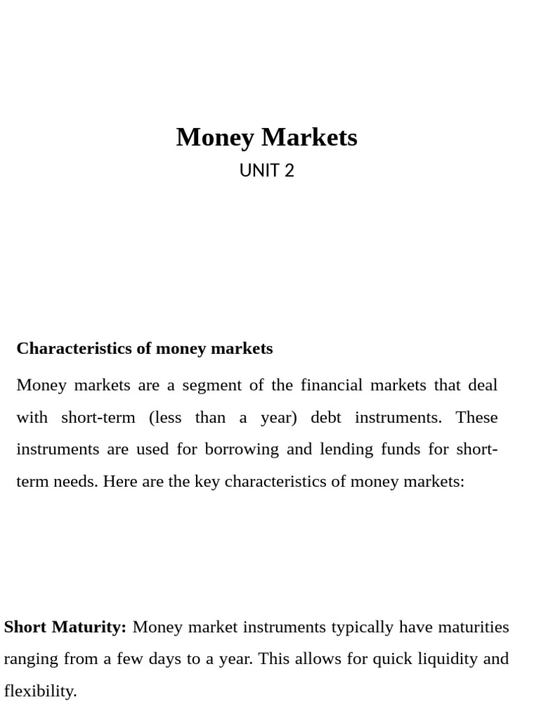 Understanding Money Markets and Instruments | PDF | Interest Rates ...