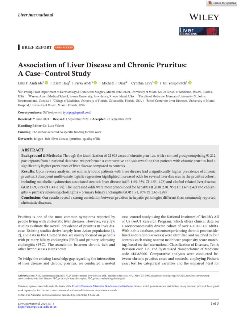 Liver International - 2024 - Andrade - Association of Liver Disease and ...