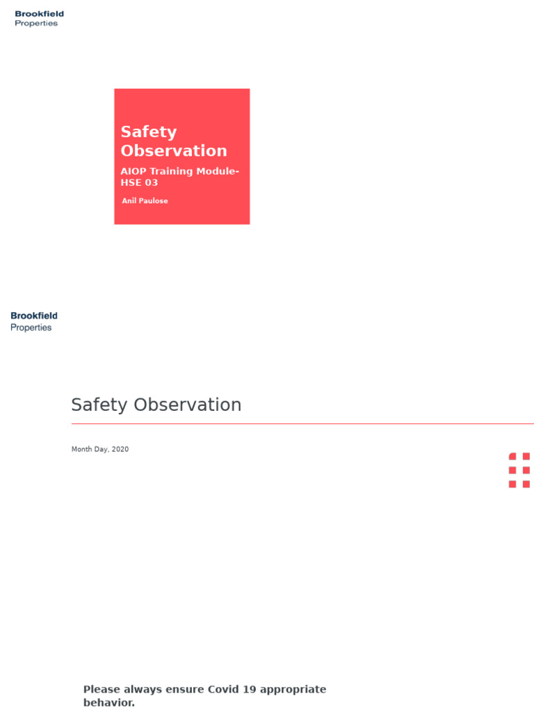 Safety Observation | PDF