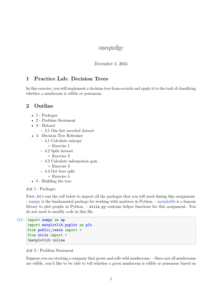 C2 W4 Decision Tree With Markdown | PDF | Algorithms And Data ...