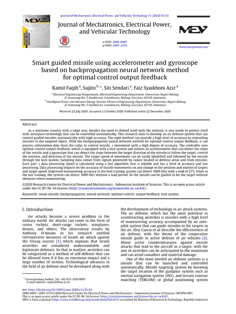 Smart Guided Missile Using Accelerometer and Gyros | PDF | Artificial ...