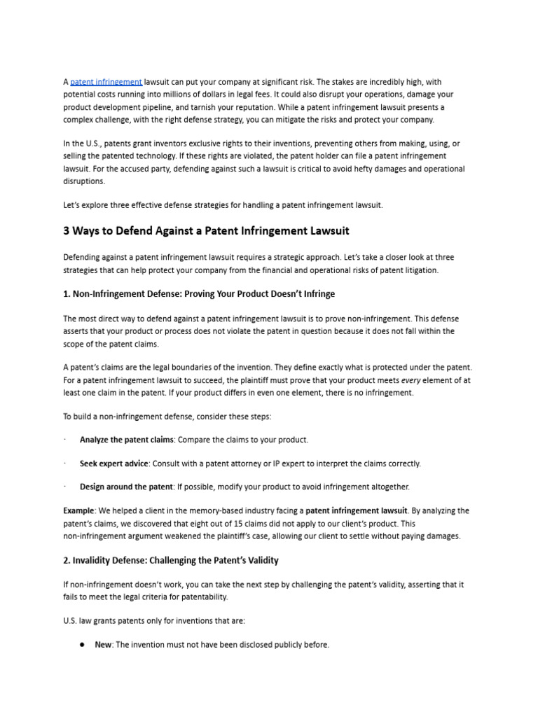 3 Strategies to Defend Patent Infringement | PDF | Patent | Prior Art