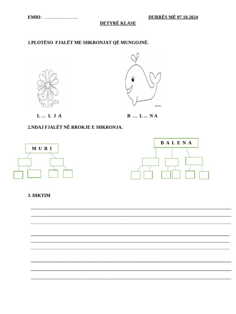 Detyre Abetare Klasa 1 | PDF