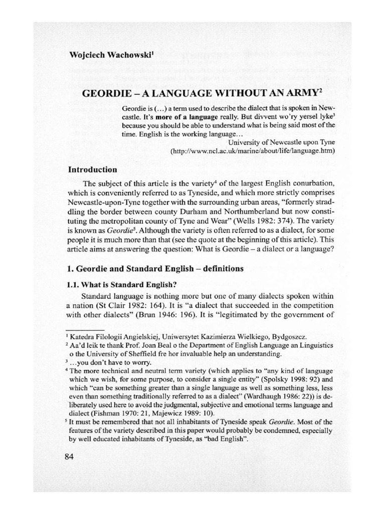Geordie a language without an army | PDF
