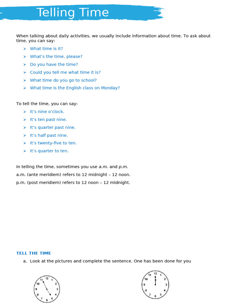 Telling Time Kelas 7 | PDF