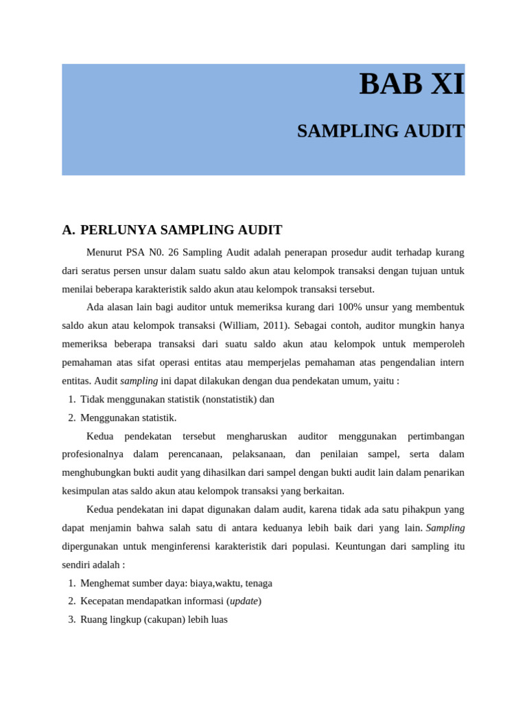 BAB 11 SAMPLING AUDIT | PDF