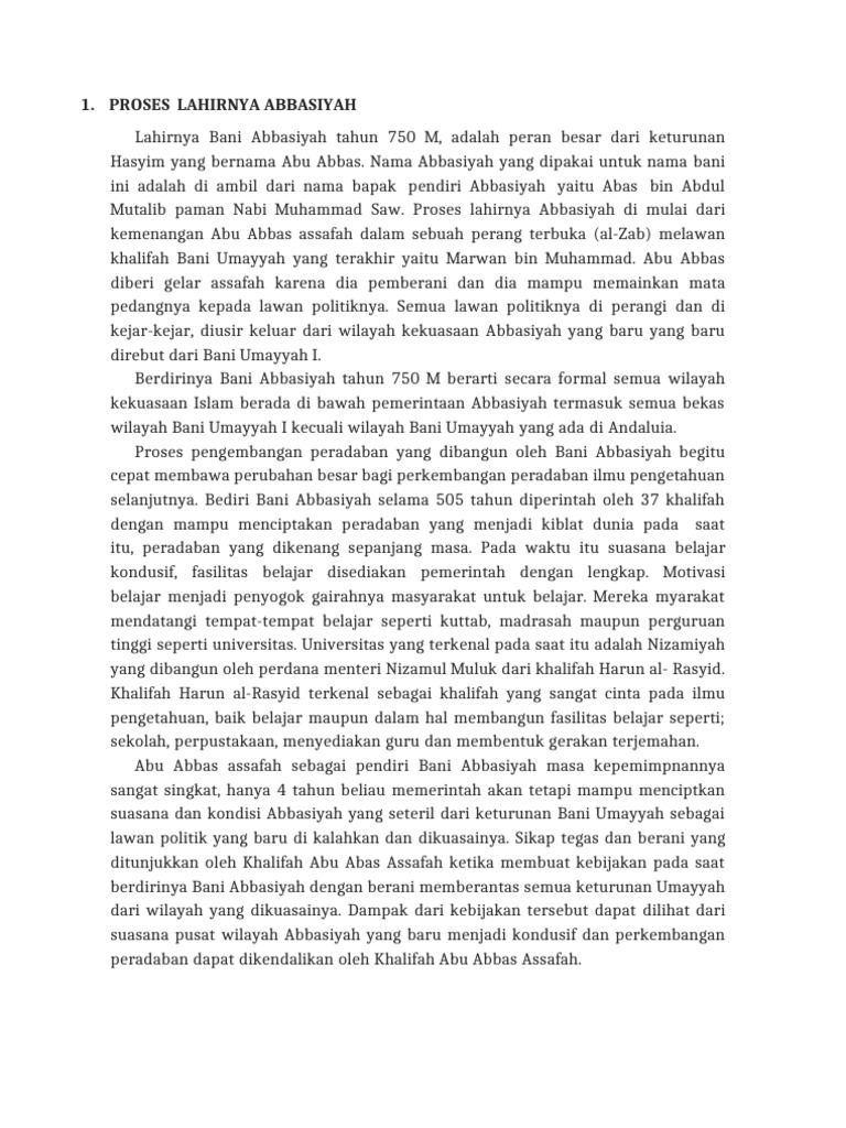 Proses Lahirnya Bani Abbasiyah | PDF