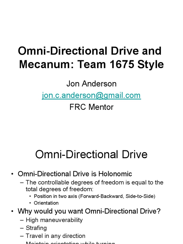 Omni-Directional Drive and Mecanum Presentation | PDF | Rotation | Velocity