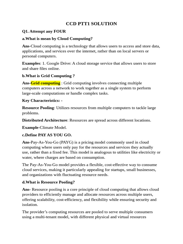 CCD PTT1 SOLUTION final | PDF | Cloud Computing | Computer Network