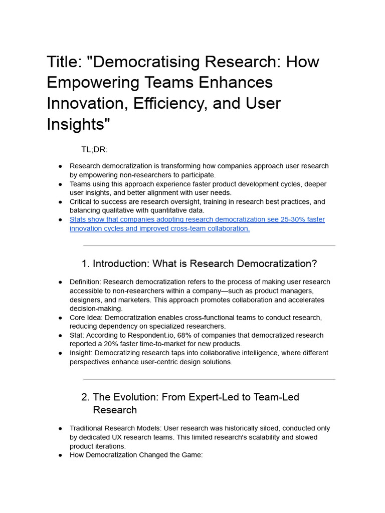 Empowering Teams Through Research Democratization | PDF | Artificial ...