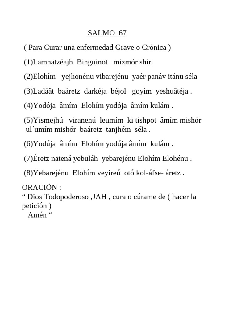 Salmo 67, TRABAJO Y ENFERMEDAD | PDF