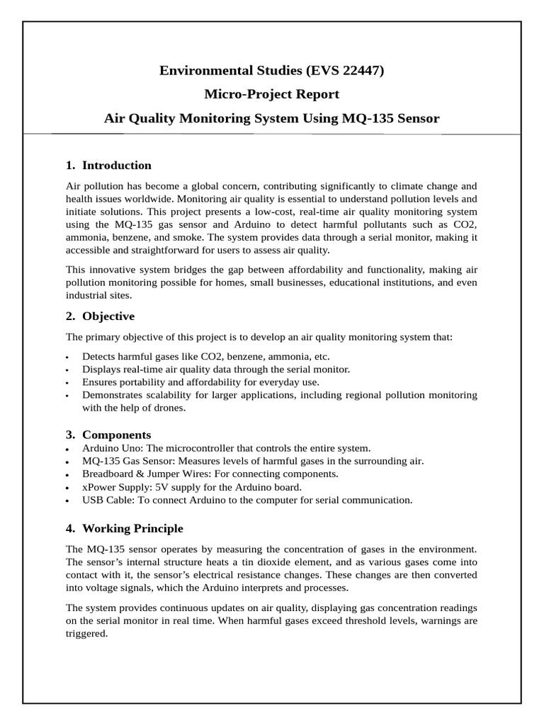 Evs Report Pdf Sensor Air Pollution