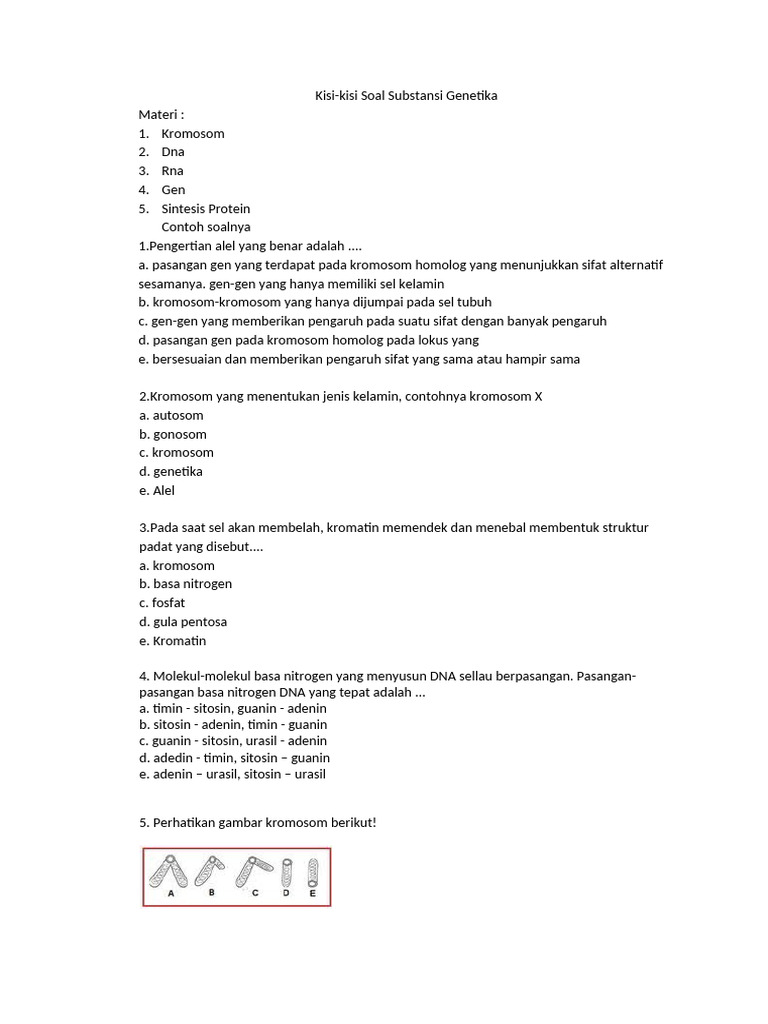 Kisi-Kisi Soal Genetika | PDF