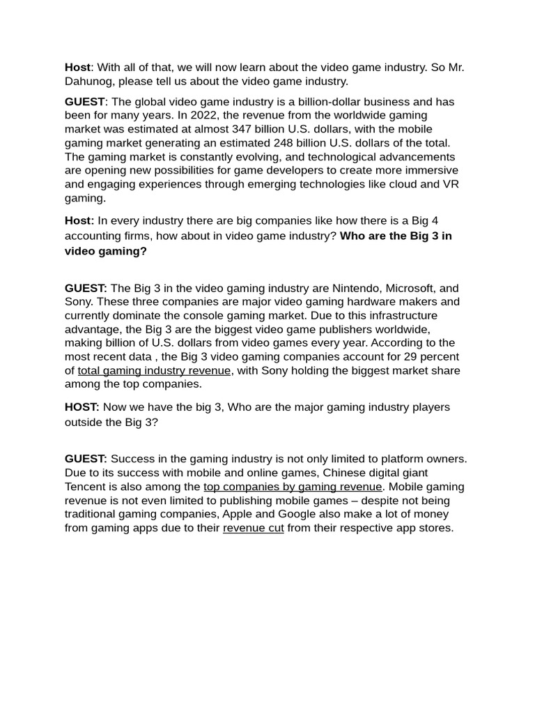 Global Video Game Industry Insights | PDF