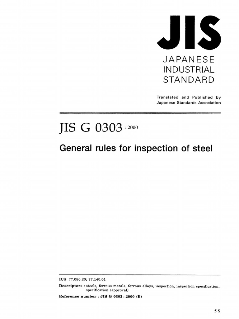 JIS G 0303-00. General Rules For Inspection of Steel. | PDF