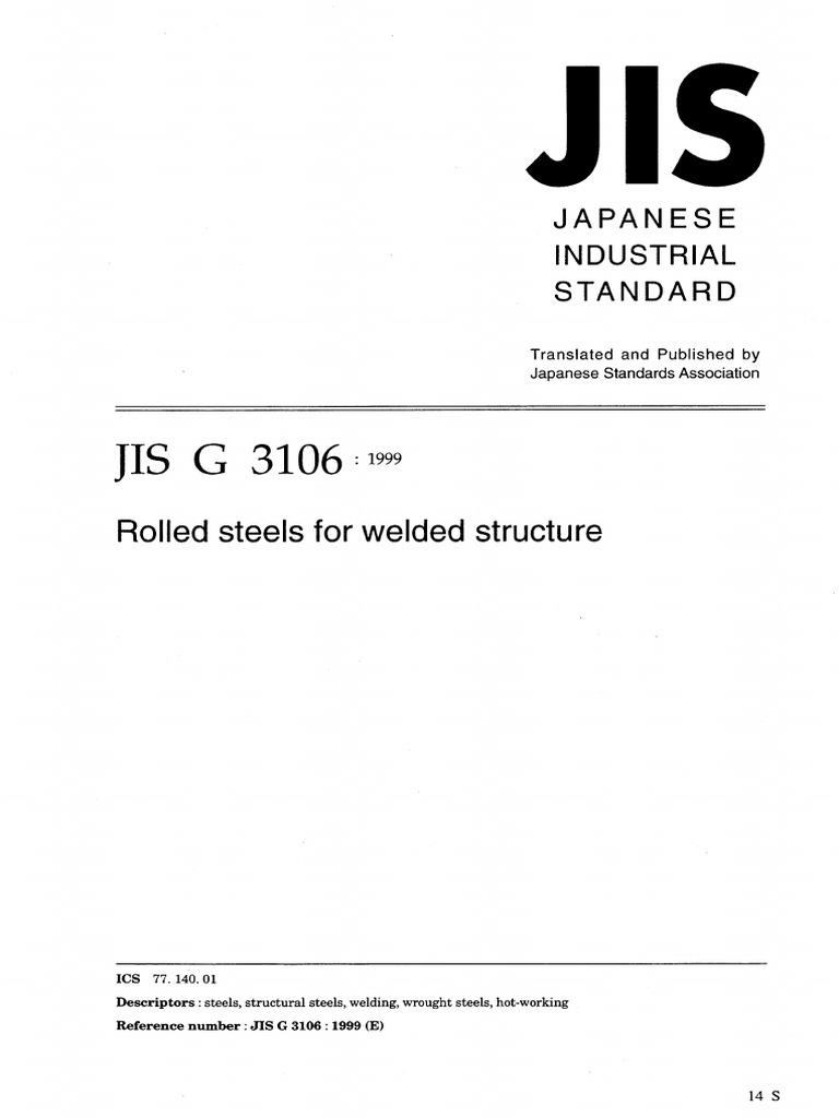 JIS G 3106-99. Rolled Steels for General Structures. | PDF