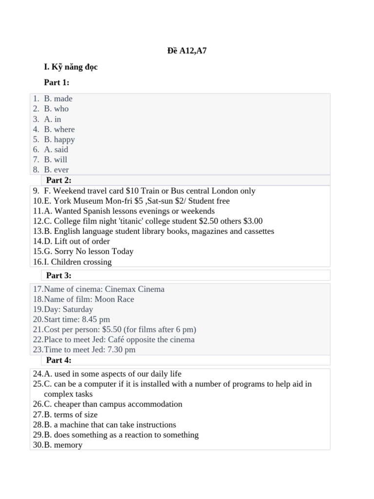 Đề A12,A7 | PDF
