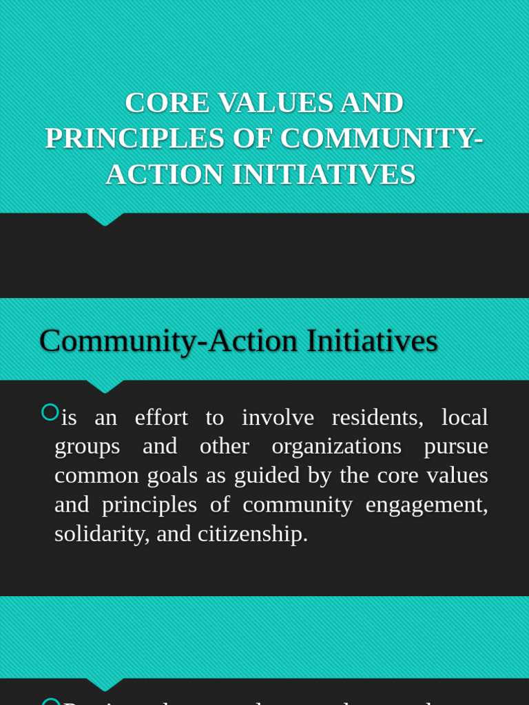 Core Values and Principles of Community Action Initiatives | PDF