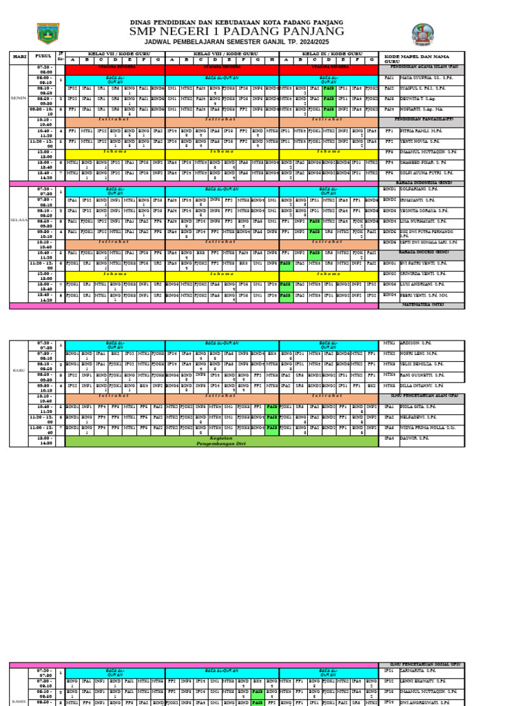 Jadwal PBM Sem 1 2425 - 15 Juli | PDF