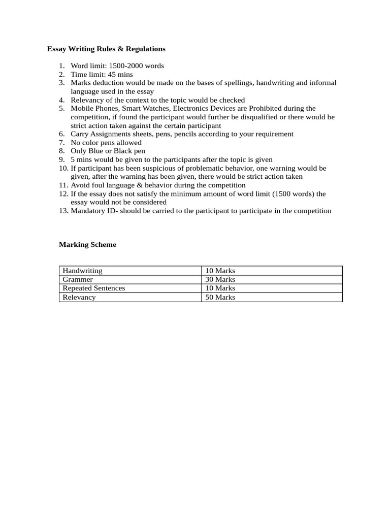 Essay Writing Competition Guidelines | PDF