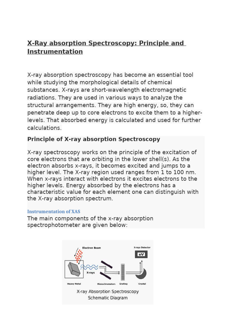 X-Ray Absorption Spectroscopy Overview | PDF | Absorption Spectroscopy ...