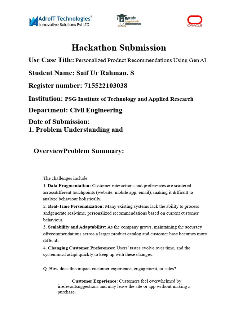 Gen Ai Hackathon Pdf Business Computing