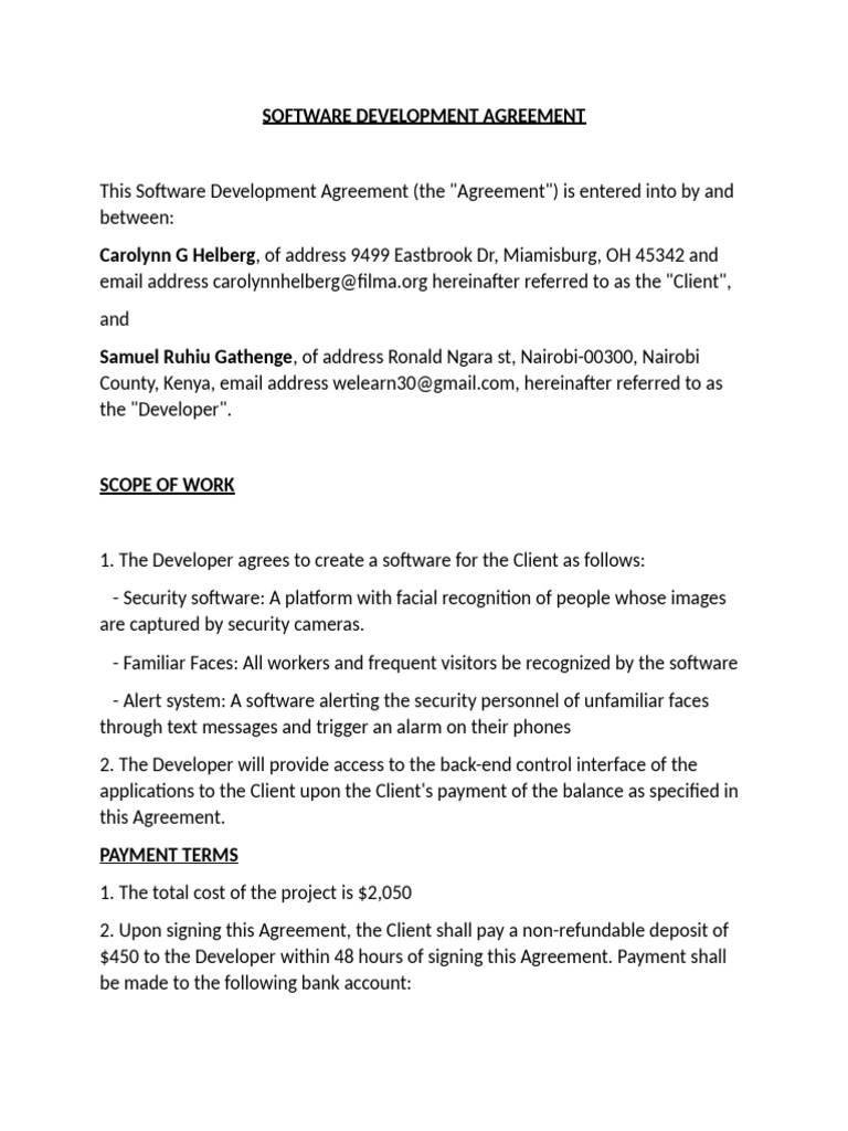 Software Development Agreement | PDF