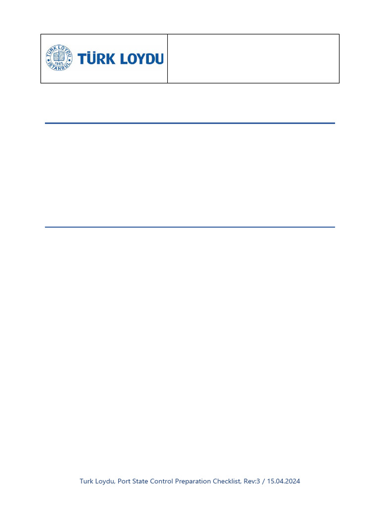 TURK LOYDU PORT STATE CONTROL PREPARATION CHECKLIST | PDF