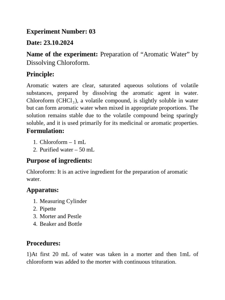 Aromatic Water | PDF