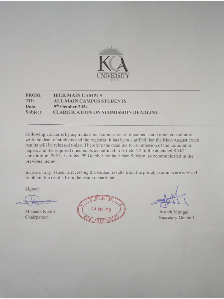 Ieck Memo - Clarification On Submission Deadlines | PDF